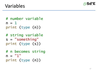 SdE 2: Le langage Python, Allocation de memoire | PPT