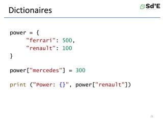 SdE 2: Le langage Python, Allocation de memoire | PPT