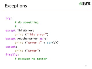 SdE 2: Le langage Python, Allocation de memoire | PPT