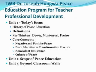 SDEMC Dec 4 Teachers Without Borders peace education | PPTX | Education