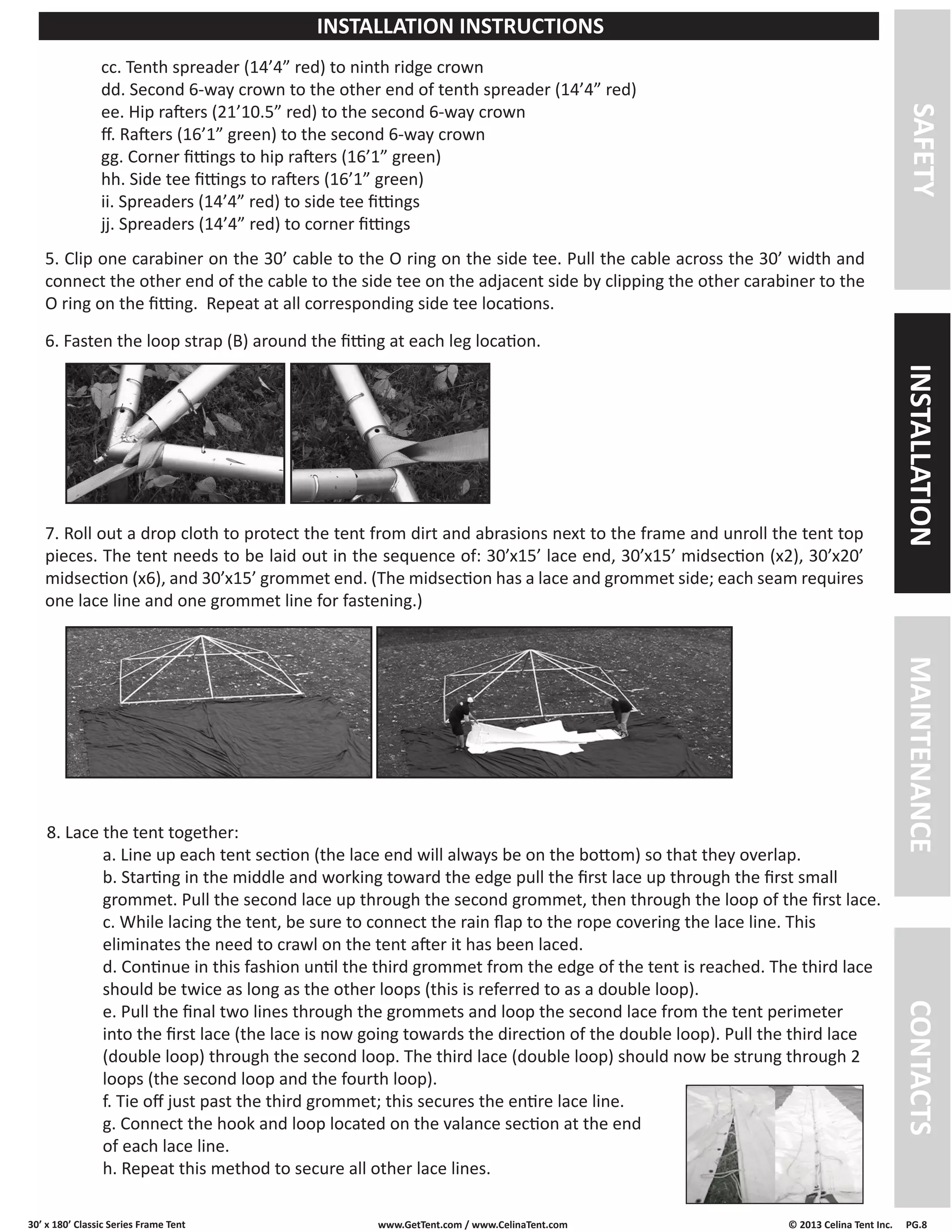 30 x 180 Frame Tent Installation Instructions | PDF