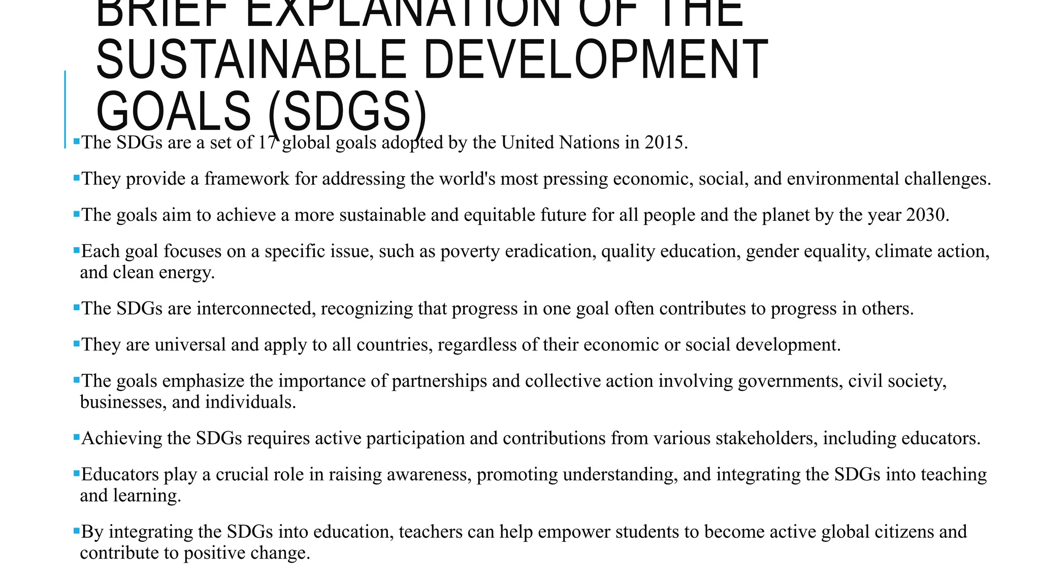 Integrating Sustainable Development Goals (SDGs) in School Education | PPTX