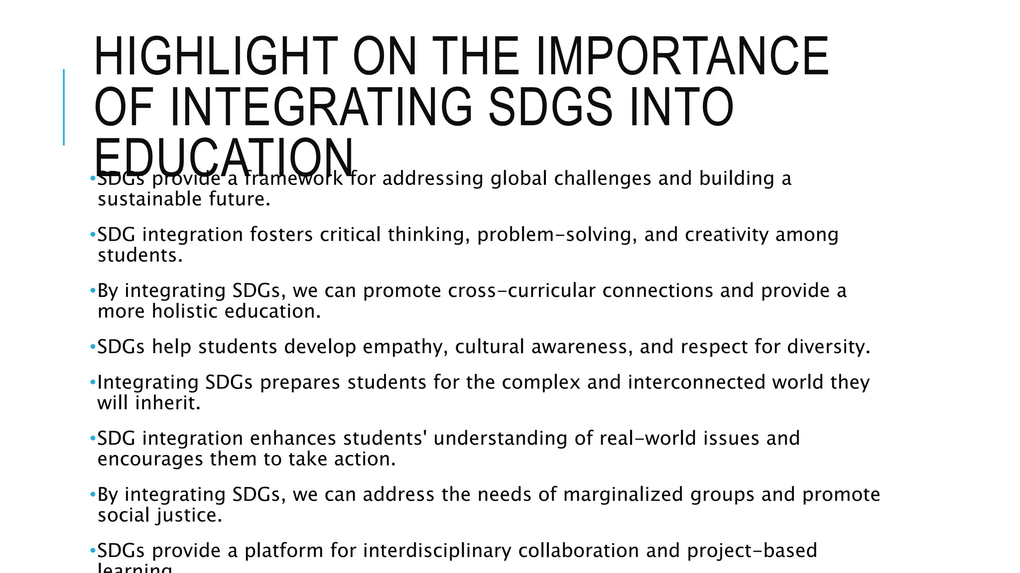 Integrating Sustainable Development Goals (SDGs) in School Education | PPTX