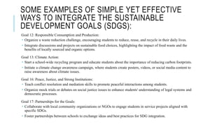 Integrating Sustainable Development Goals (SDGs) in School Education | PPTX