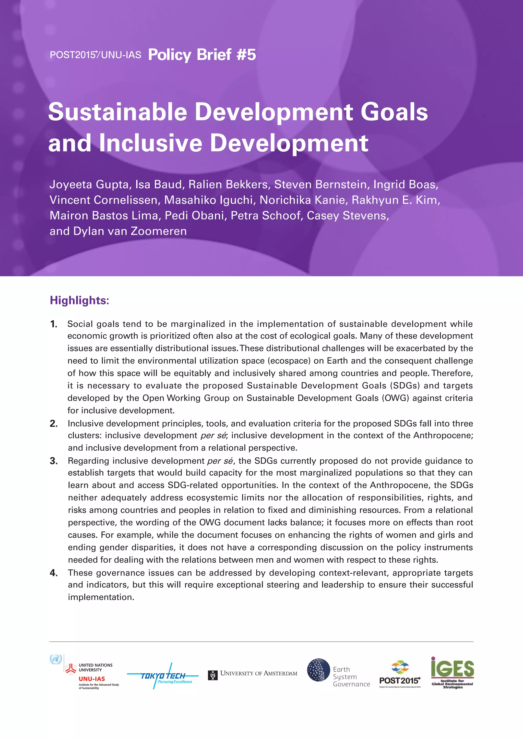 Sustainable Development Goals and Inclusive Development | PDF