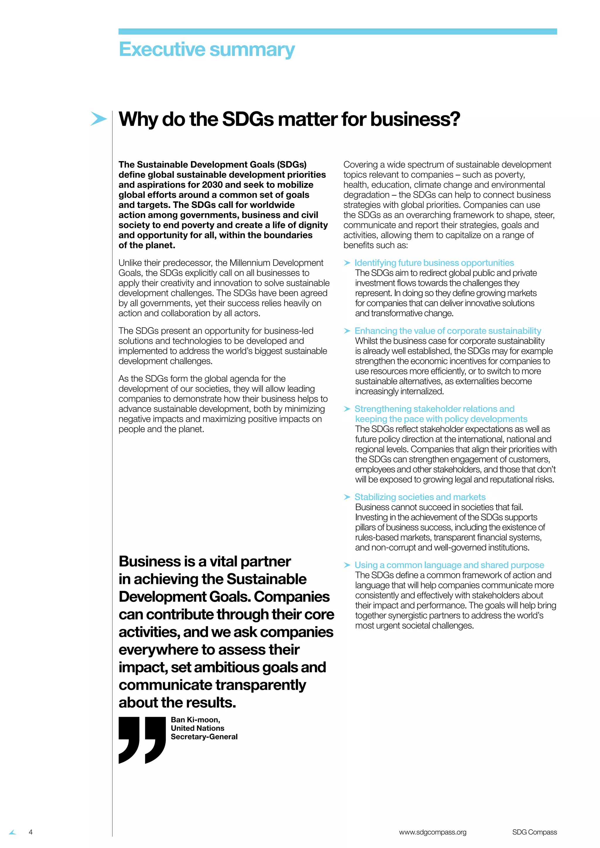 Sdg compass guide - Guide For Business Action on the SDGs | PDF