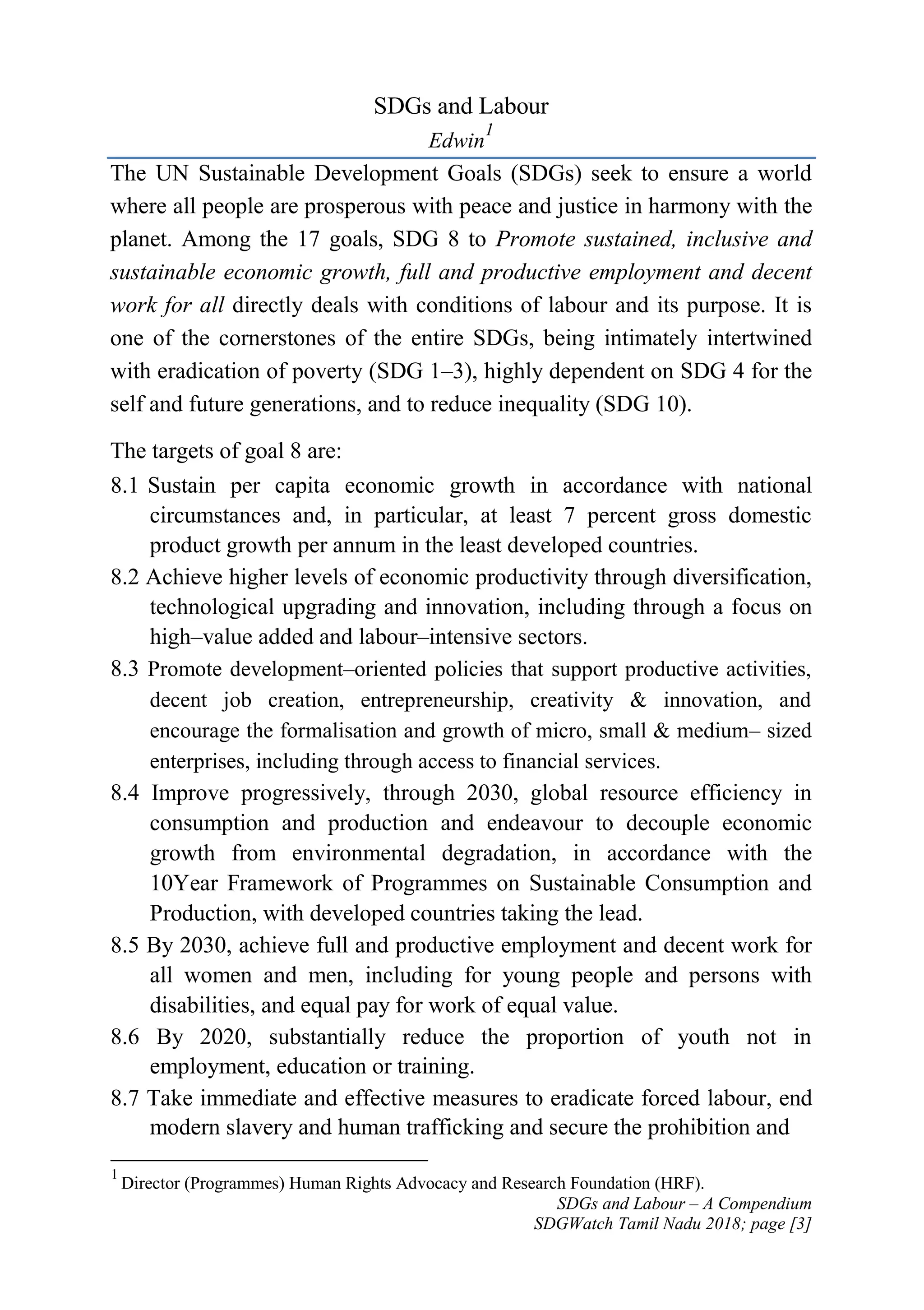 SDG and Labour (2018) | PDF