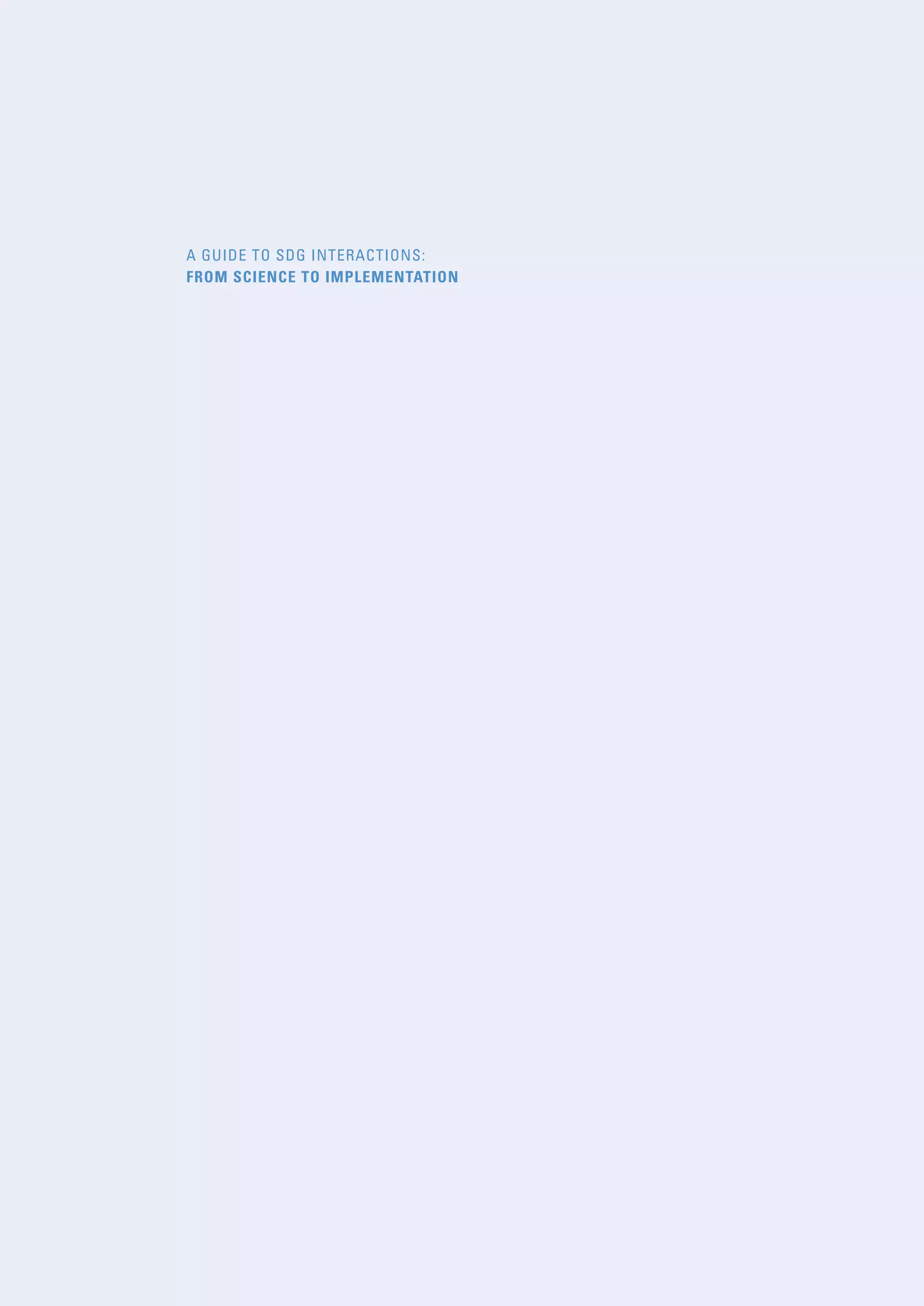 A GUIDE TO SDG INTERACTIONS: FROM SCIENCE TO IMPLEMENTATION | PDF