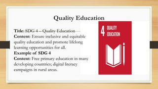 Sustainable Development Goals (SDGs education | PPTX