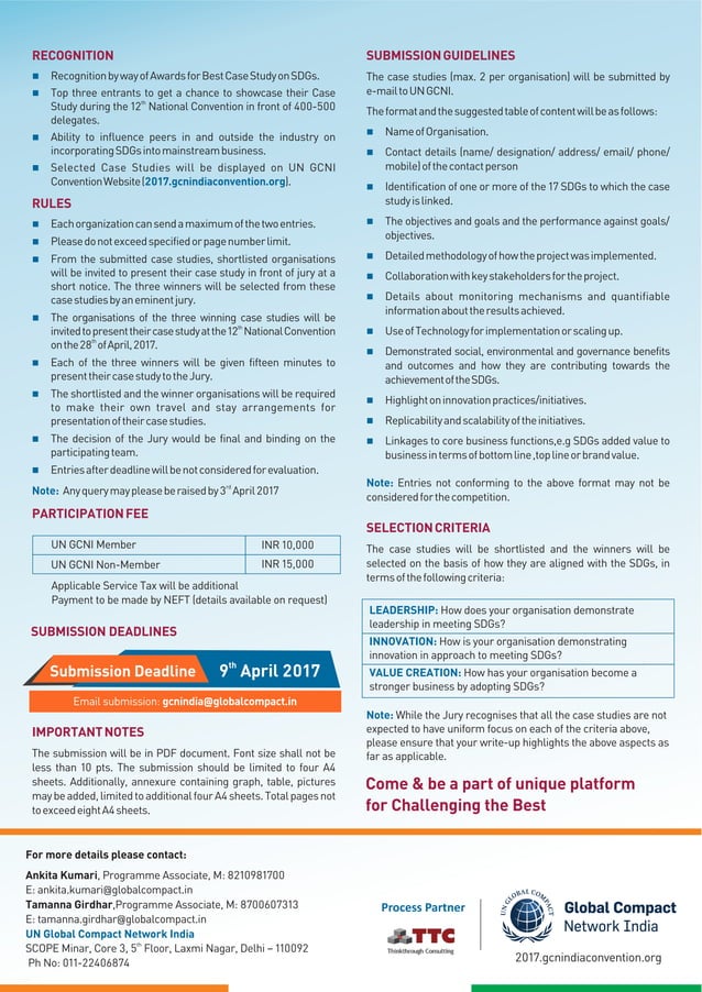 SDGS case study awards leaflet | PDF | Business Expos & Conferences ...