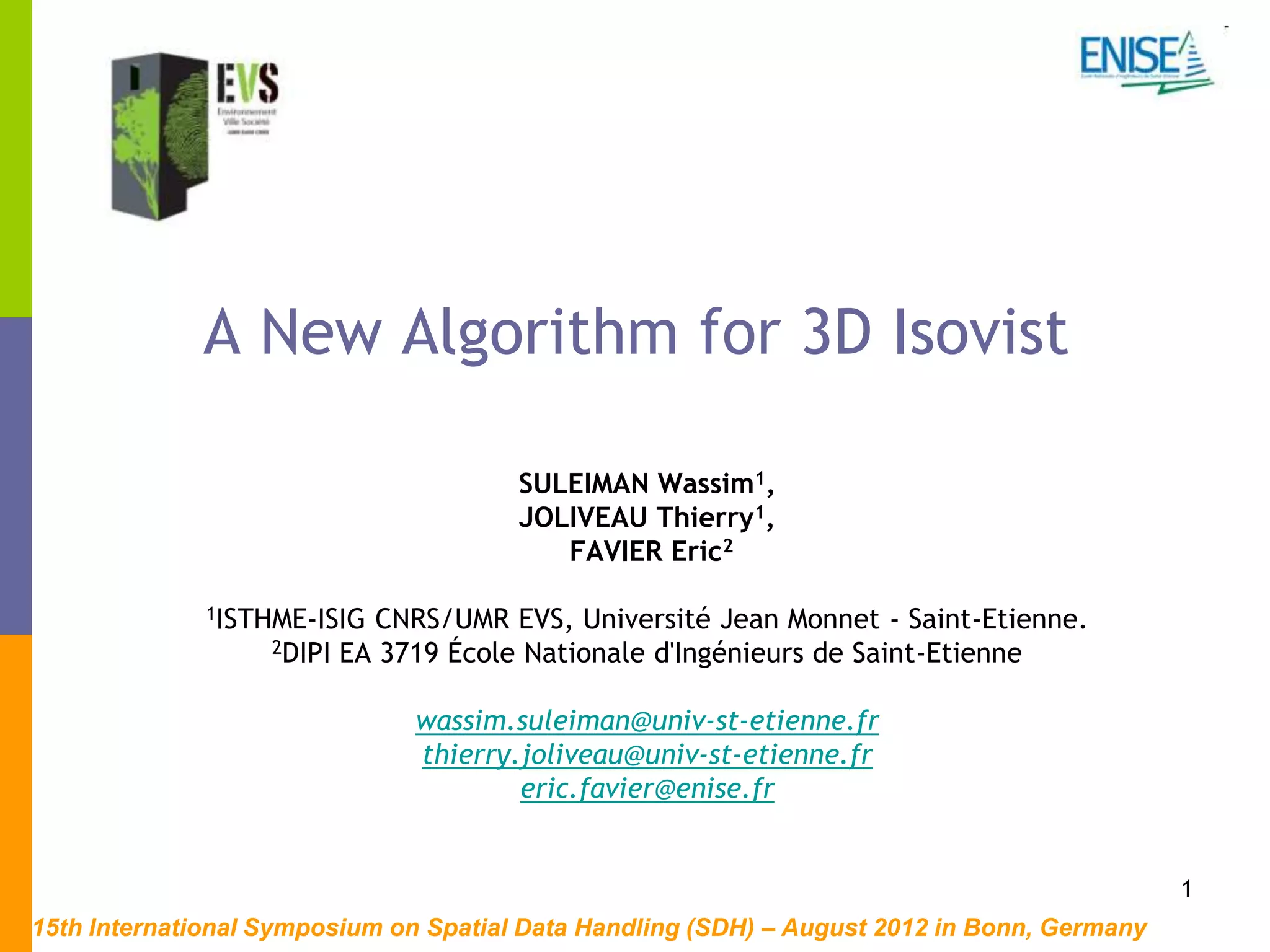 3d Isovist New Algorithm Pptx 3 D Graphics Computer Software And Applications