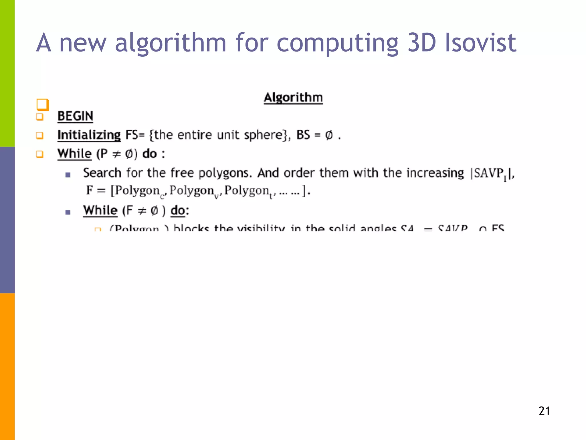 3d Isovist New Algorithm Pptx 3 D Graphics Computer Software And Applications