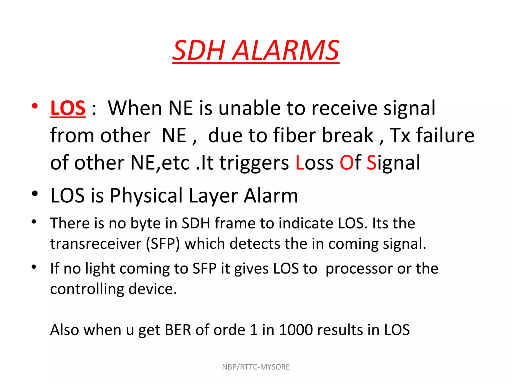 SDH ALARMS | PPT