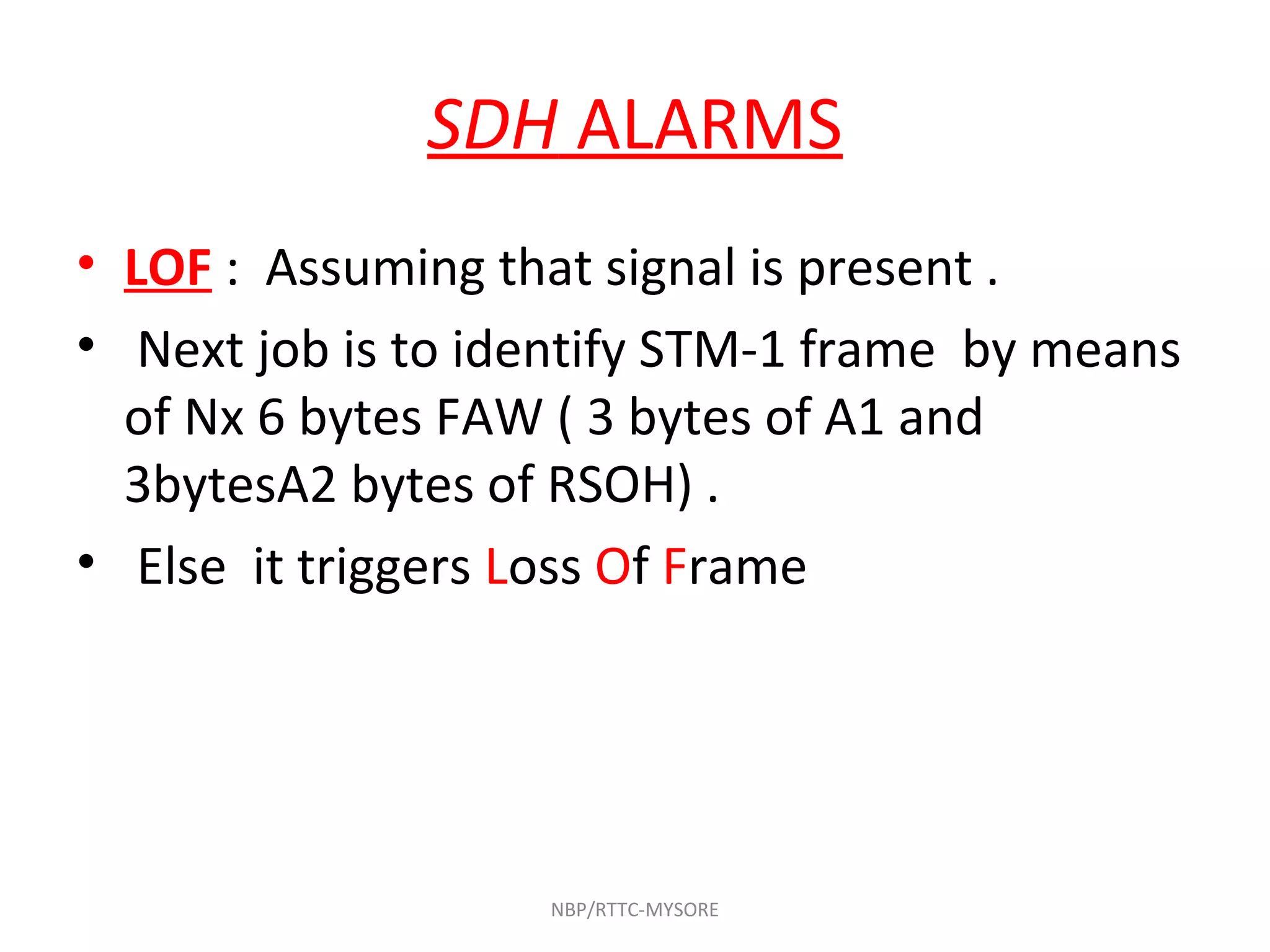 SDH ALARMS | PPT