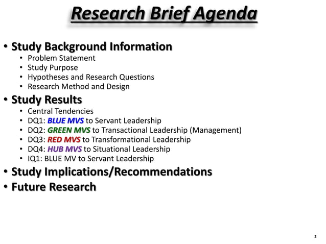 Motivation to Leadership Apprach Research Briefing | PPT
