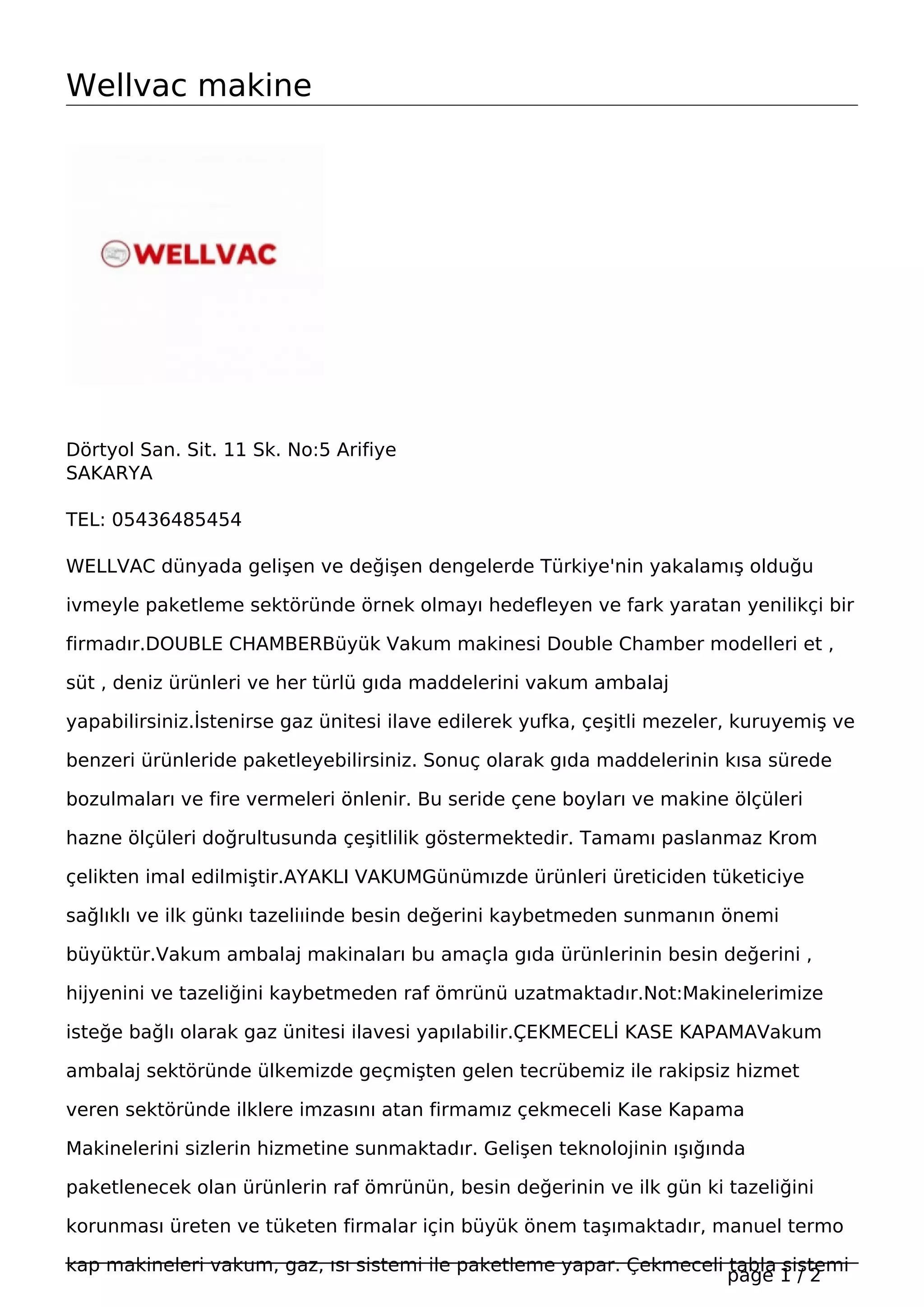 Wellvac makine | PDF