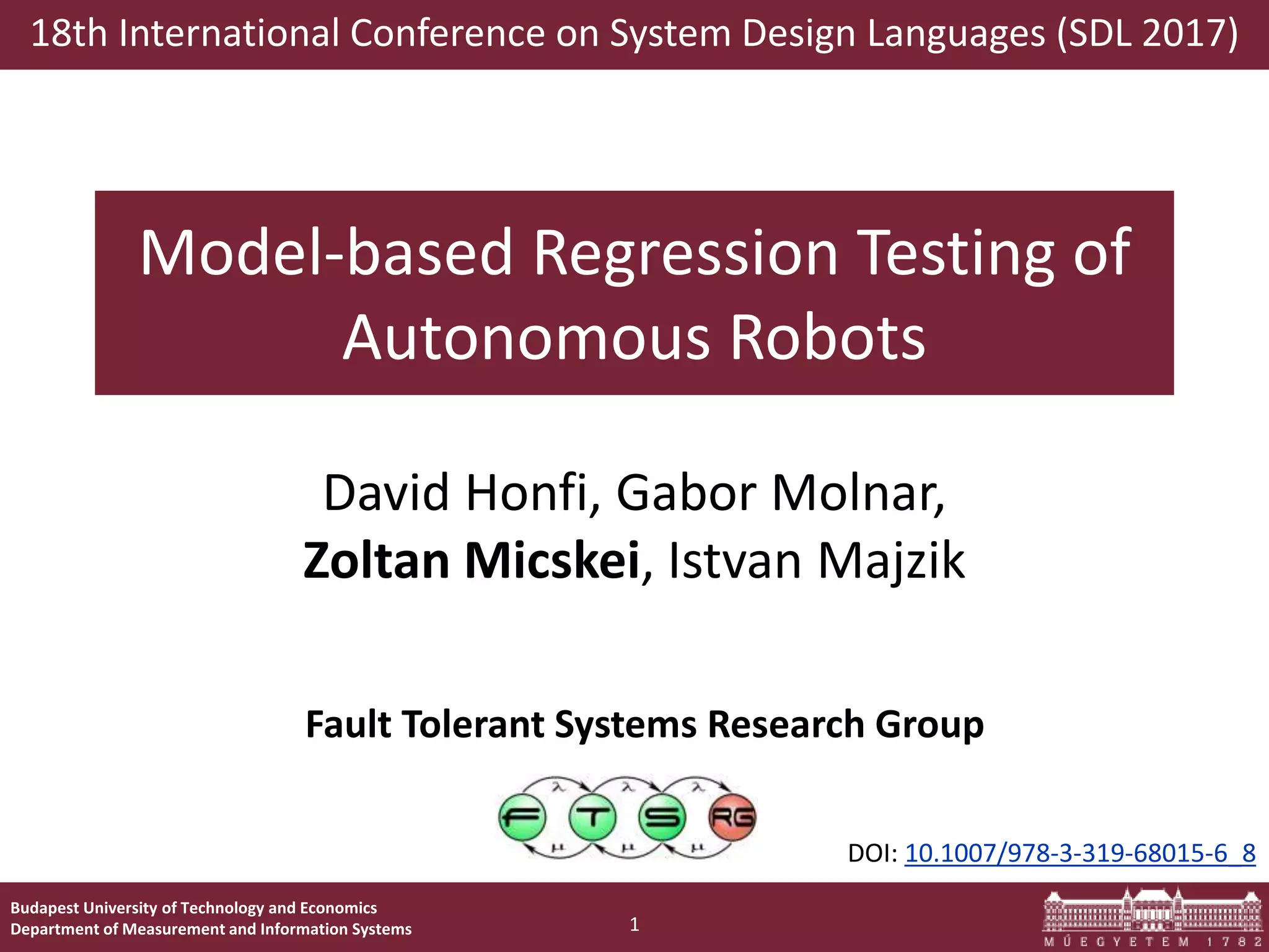 Model Based Regression Testing Of Autonomous Robots Ppt Free Download