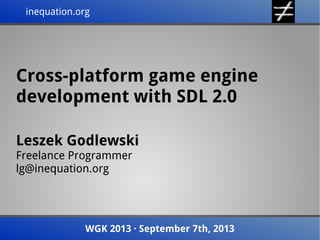 Cross-platform game engine development with SDL 2.0 | PDF