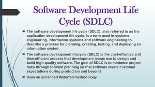 SDLC comprises seven different stages: planning, analysis, design ...