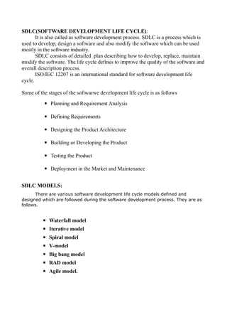 Sdlc models | PDF
