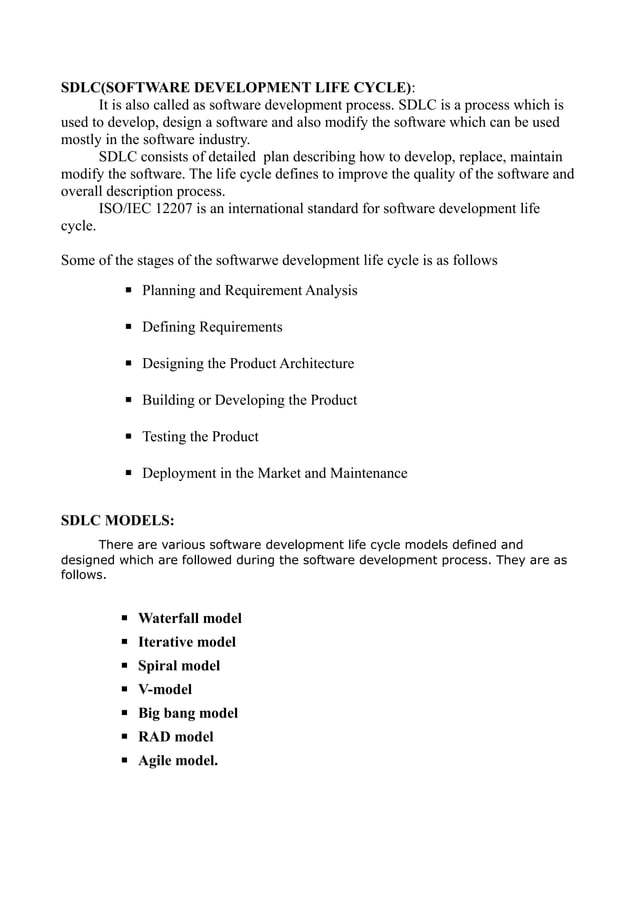 Sdlc models | PDF | Computer Software and Applications | Computing