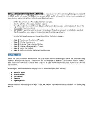Sdlc process document | DOCX