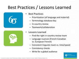 High Volume, Rapid Turn Around Localization: Lessons Learned | PPT