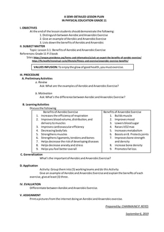 AEROBIC AND ANAEROBIC EXERCISE BENEFITS | DOCX