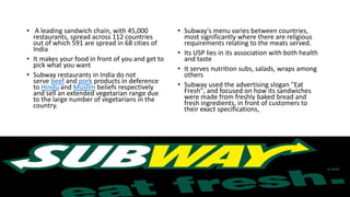 SUPPLY AND DISTRIBUTION CHANNEL OF SUBWAY | PPTX