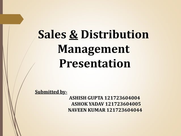 Sales & Distribution Management Basic concepts | PPT