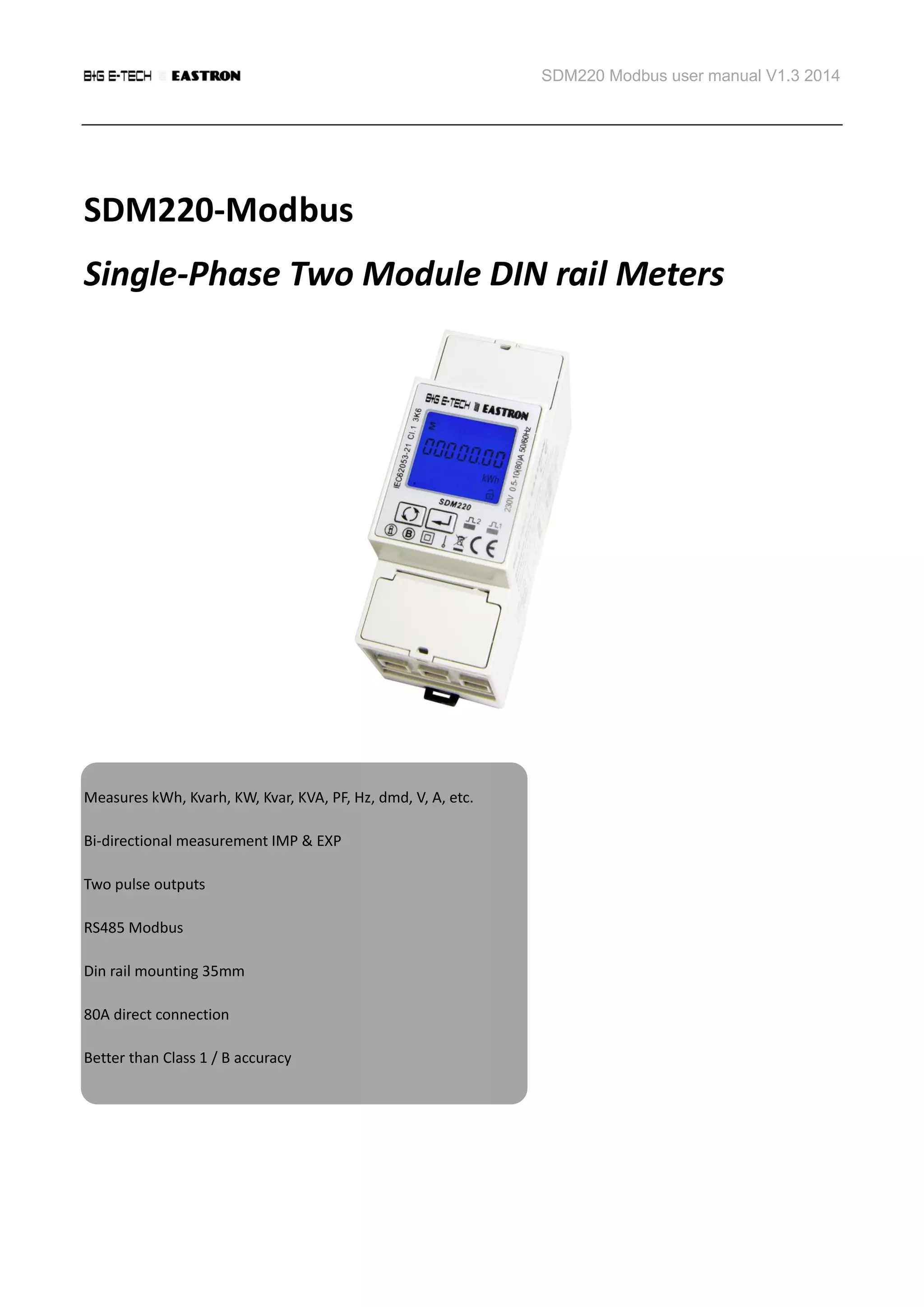 SDM 220 (Single Phase) | PDF