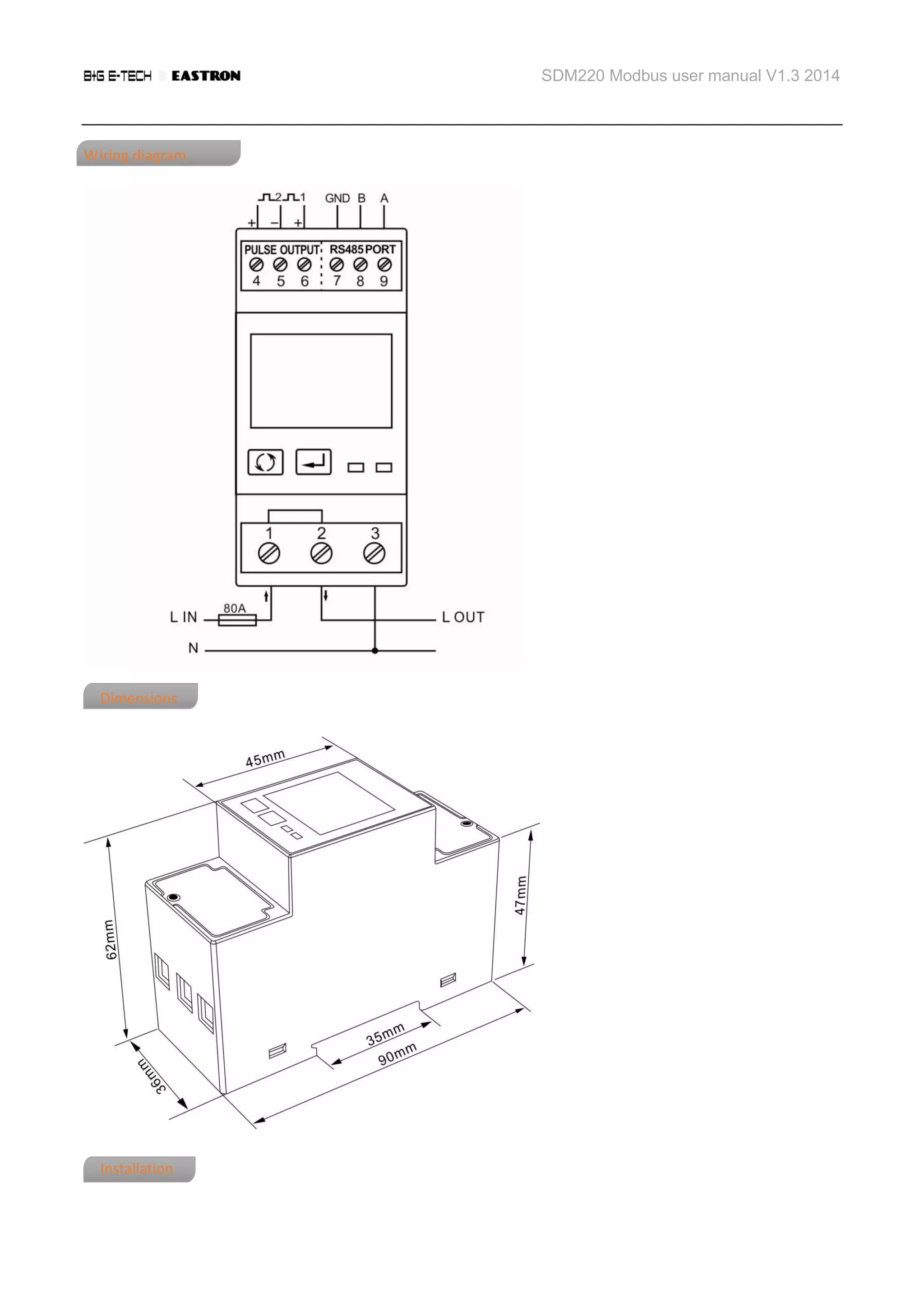 SDM 220 (Single Phase) | PDF