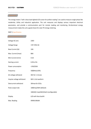 SDM 220 (Single Phase) | PDF