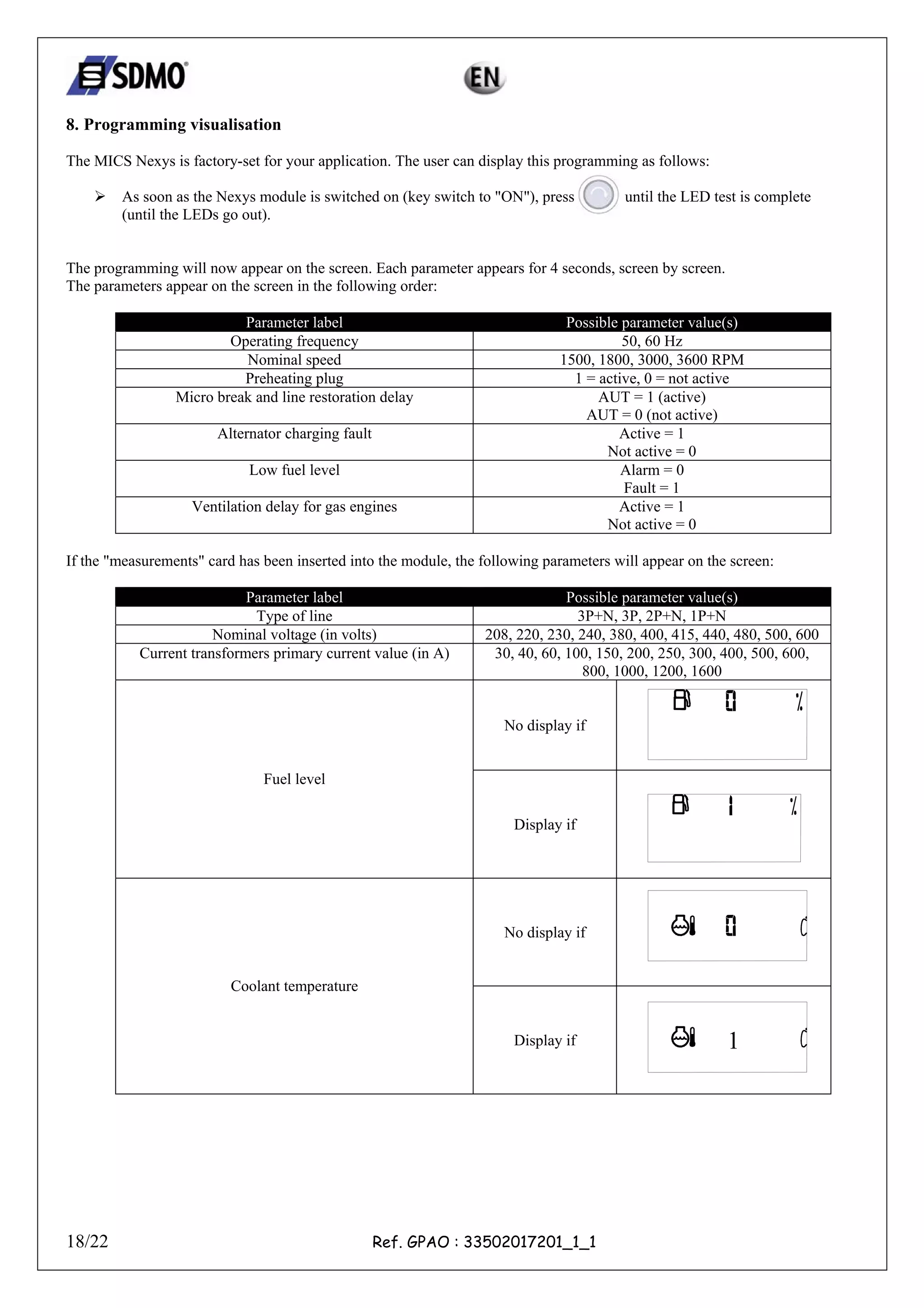 Sdmo mics-nexys-control panel-manual | PDF