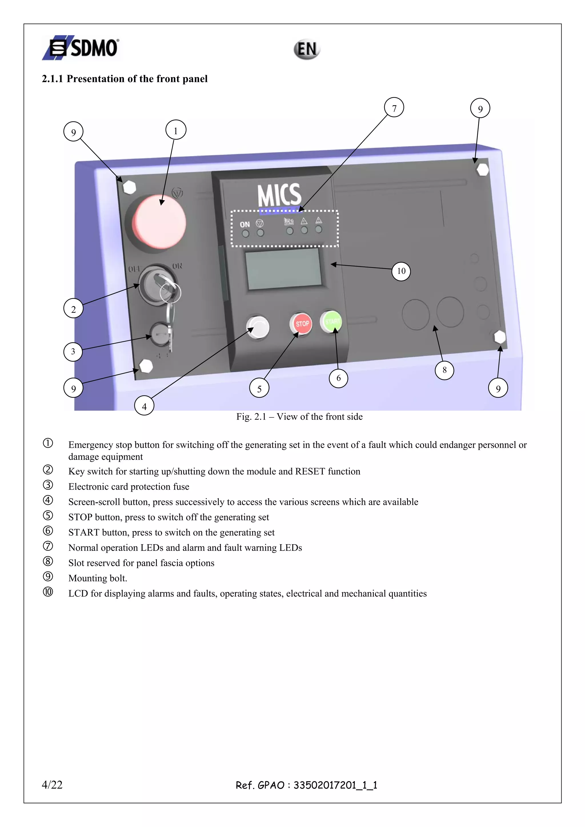 Sdmo mics-nexys-control panel-manual | PDF