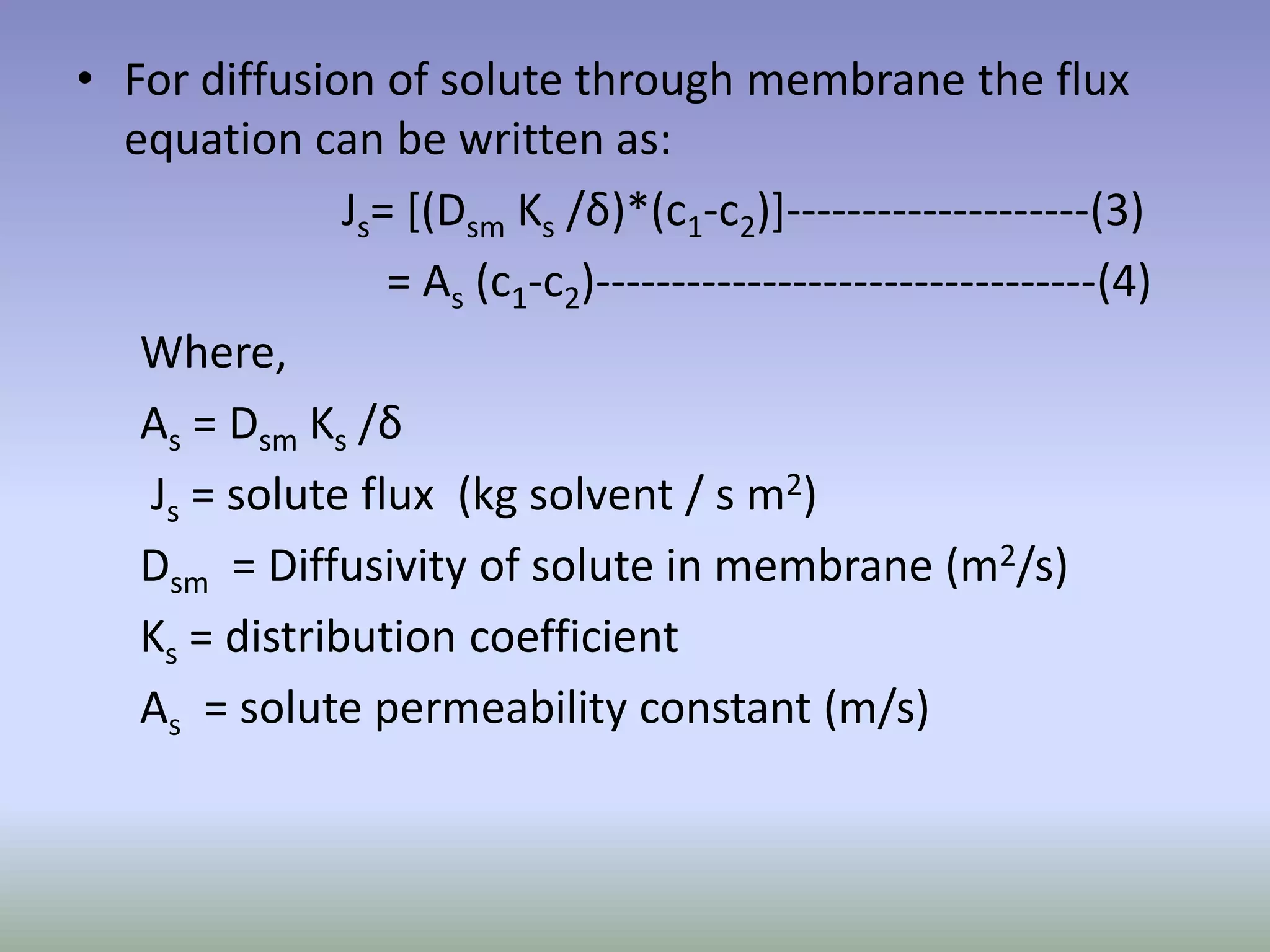 Solution Diffusion Model in Membrane Technology | PPTX