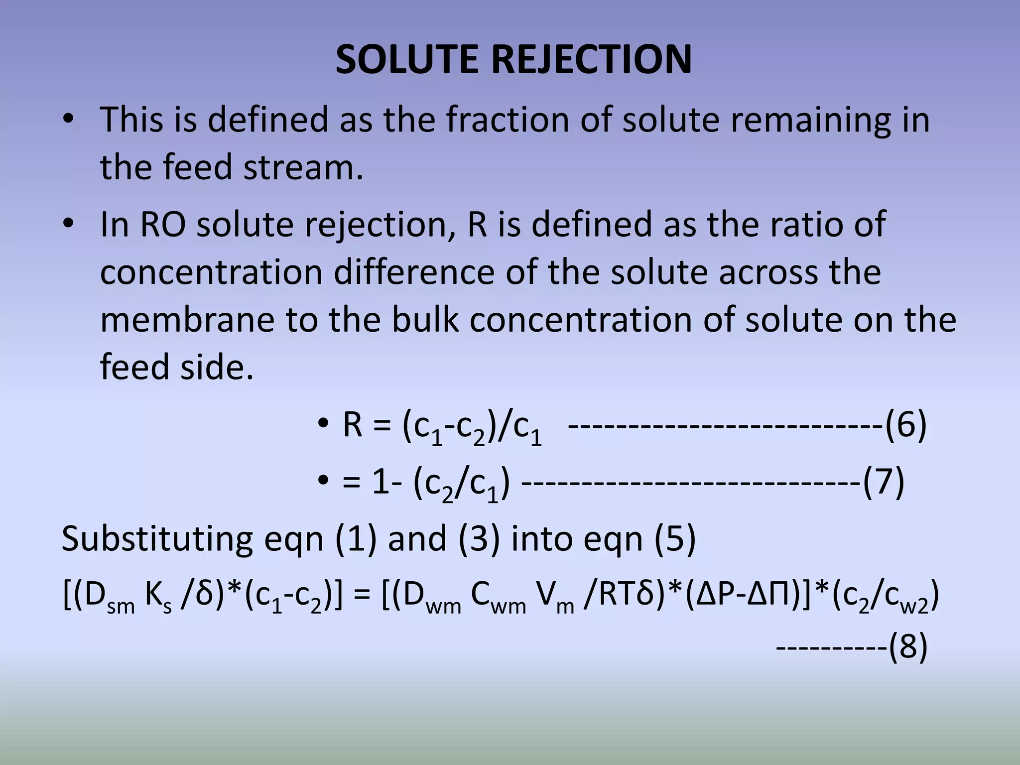 Solution Diffusion Model in Membrane Technology | PPTX