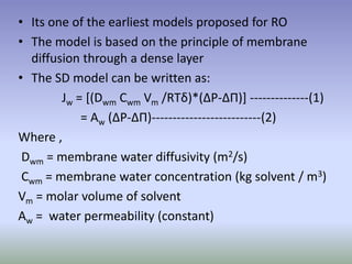 Solution Diffusion Model in Membrane Technology | PPTX