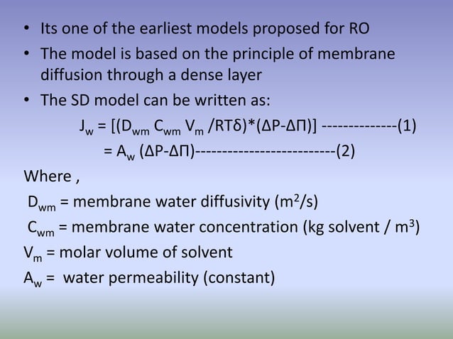 Solution Diffusion Model in Membrane Technology | PPTX | Chemistry ...