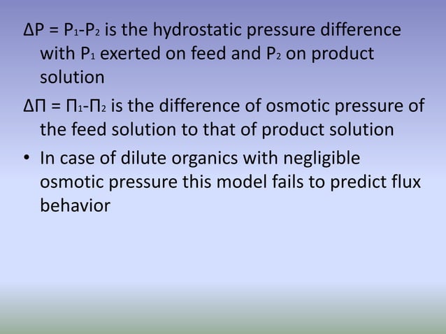 Solution Diffusion Model In Membrane Technology Pptx