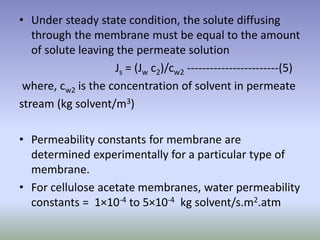 Solution Diffusion Model in Membrane Technology | PPTX