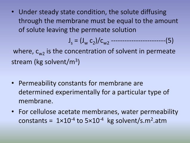 Solution Diffusion Model in Membrane Technology | PPTX | Chemistry ...