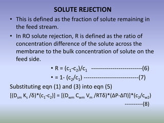 Solution Diffusion Model in Membrane Technology | PPTX