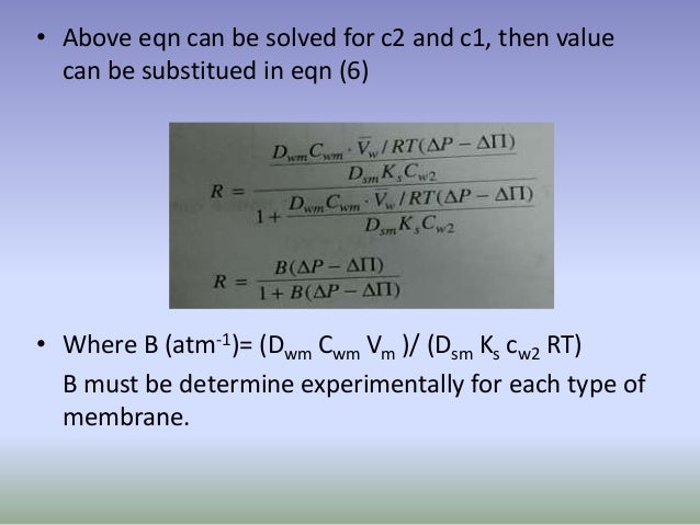 Solution Diffusion Model in Membrane Technology