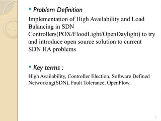 High Availability and Load Balancing of SDN Controllers | PPT