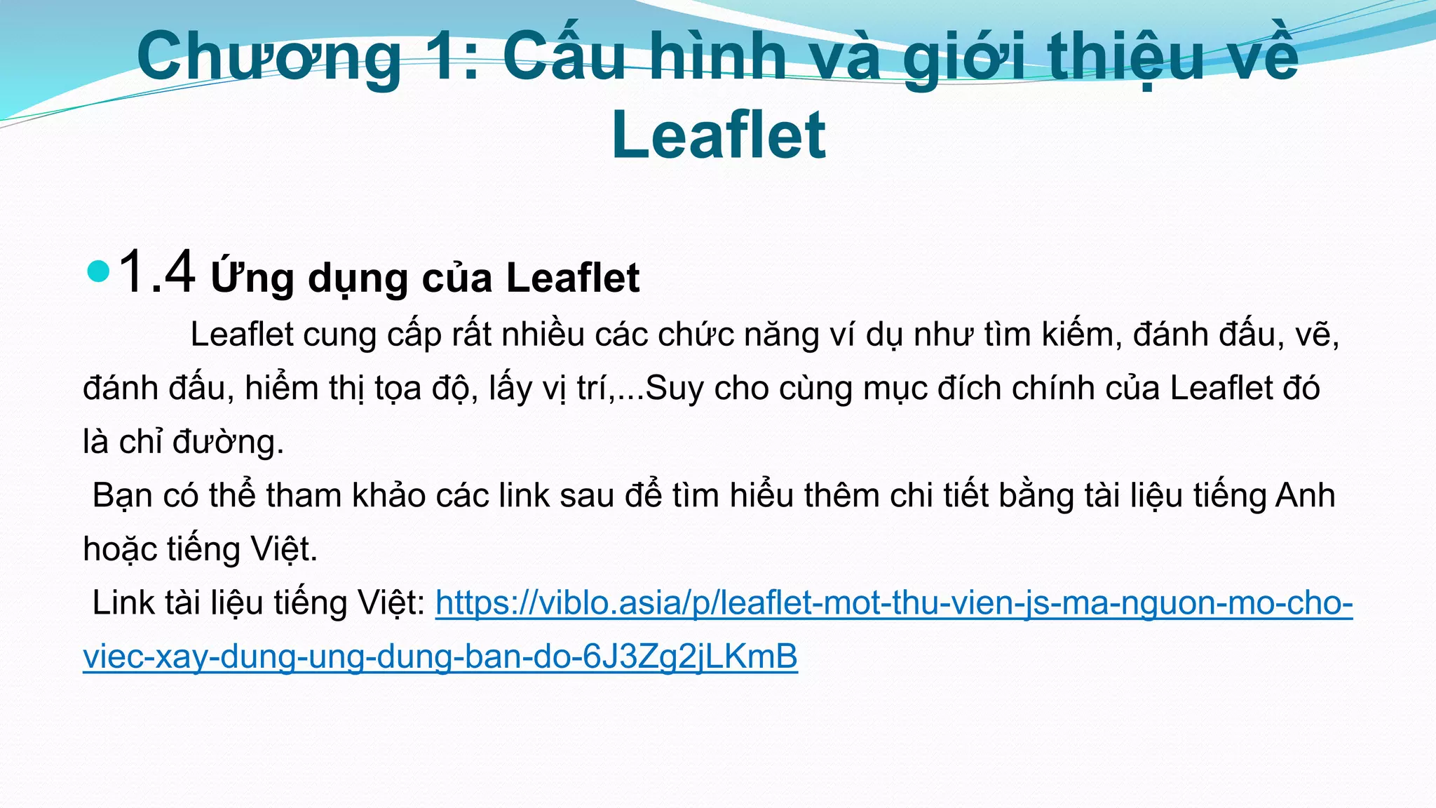 Sử dụng API Leaflet chi tiết các chức năng | PPTX
