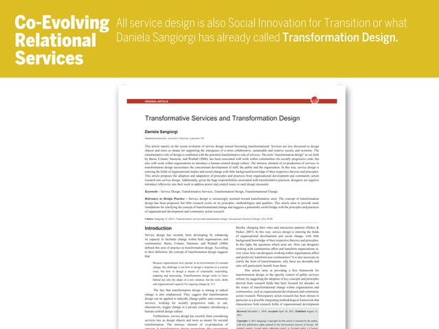 Service Design for/in Transition - Cameron Tonkinwise & Terry Irwin ...