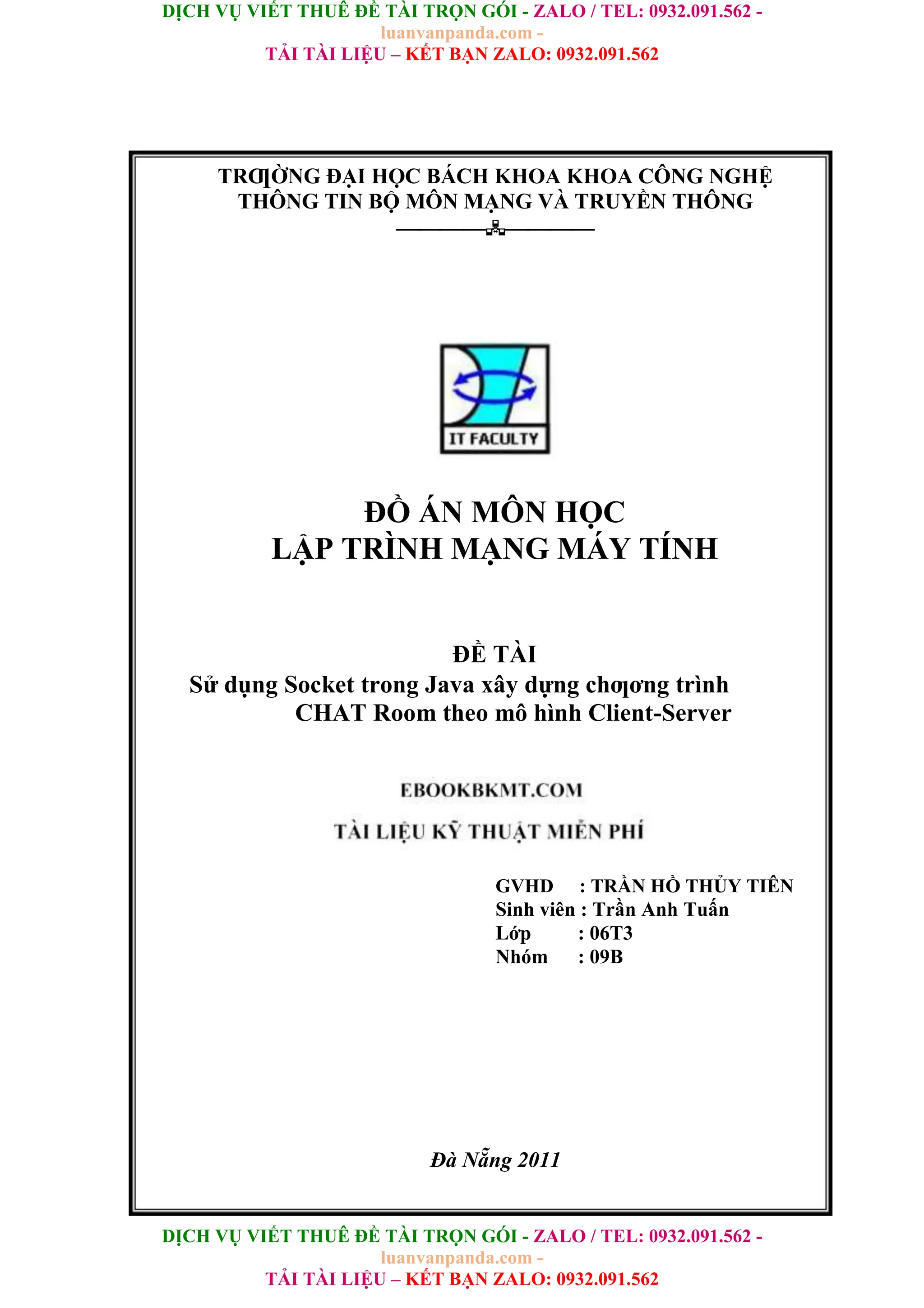 Sử dụng Socket trong Java xây dựng chương trình CHAT Room theo mô hình ...