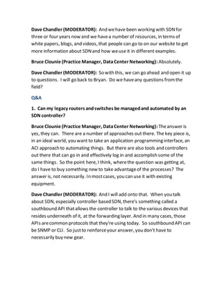 World Wide Technology Webinar Transcript - Software Defined Networking ...