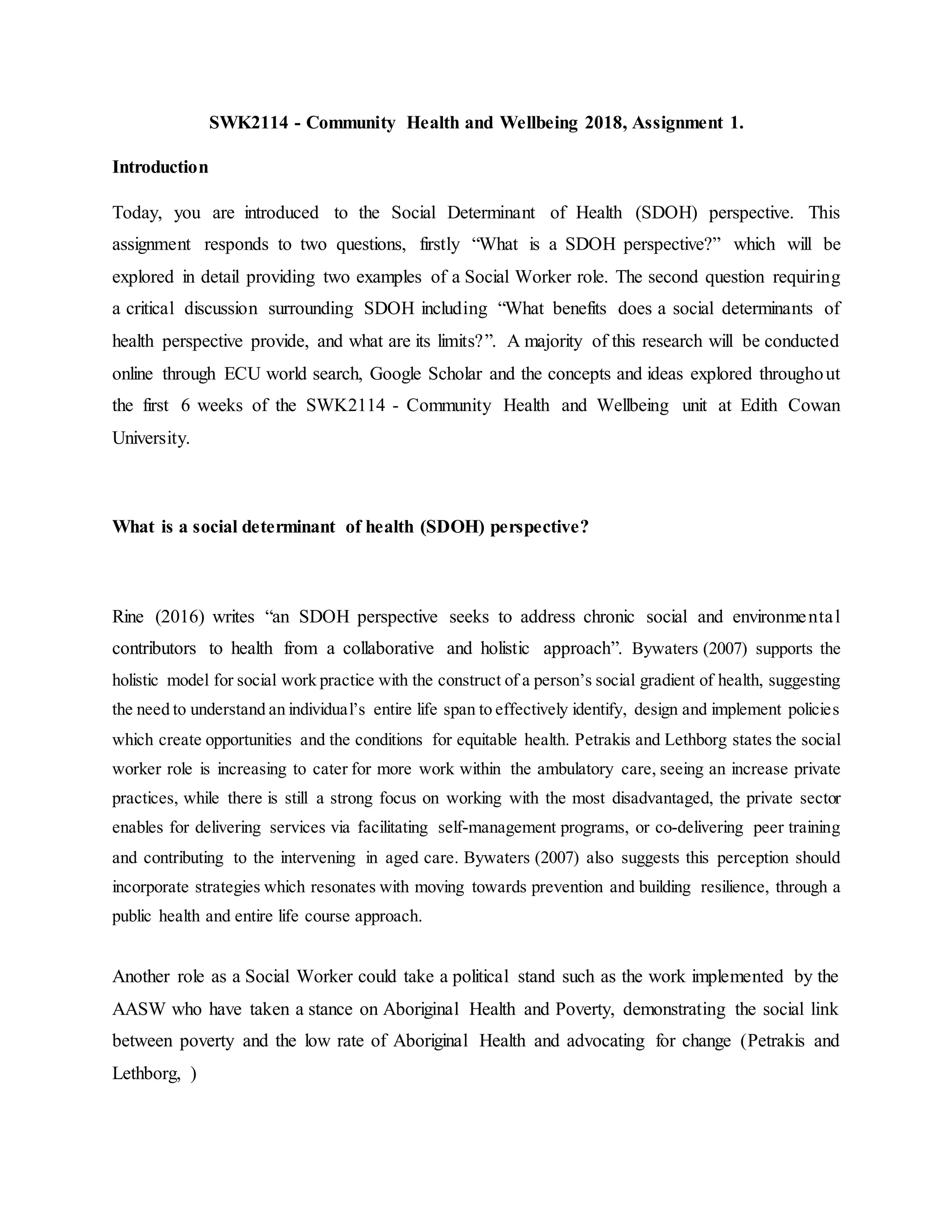 Social Determinant of Health | DOCX